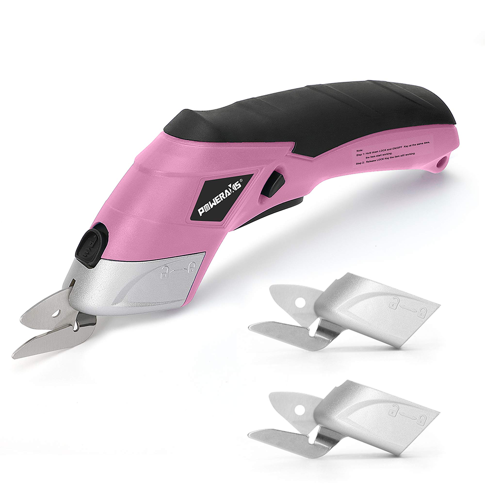 Electric Scissors Fabric Cutter-POWERAXIS Rechargeable Cordless Power Fabric Shears Scissors Cutting Tool with 3 Spare Cutting Blades for Cutting Fabric,Leather,Carpet and Cardboard