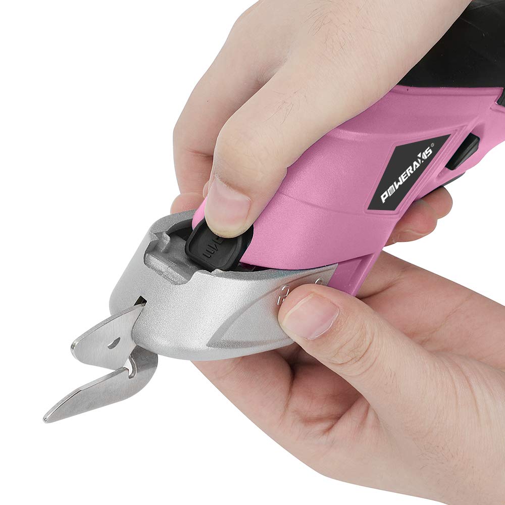 Electric Scissors Fabric Cutter-POWERAXIS Rechargeable Cordless Power Fabric Shears Scissors Cutting Tool with 3 Spare Cutting Blades for Cutting Fabric,Leather,Carpet and Cardboard