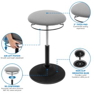 Mount-It! Standing Desk Stool | Ergonomic Sit Stand Desk Chair for Office | Active Balance 360 Degree Wobble Stool with Padded Seat, Adjustable Height & Non-Slip Rubber Base