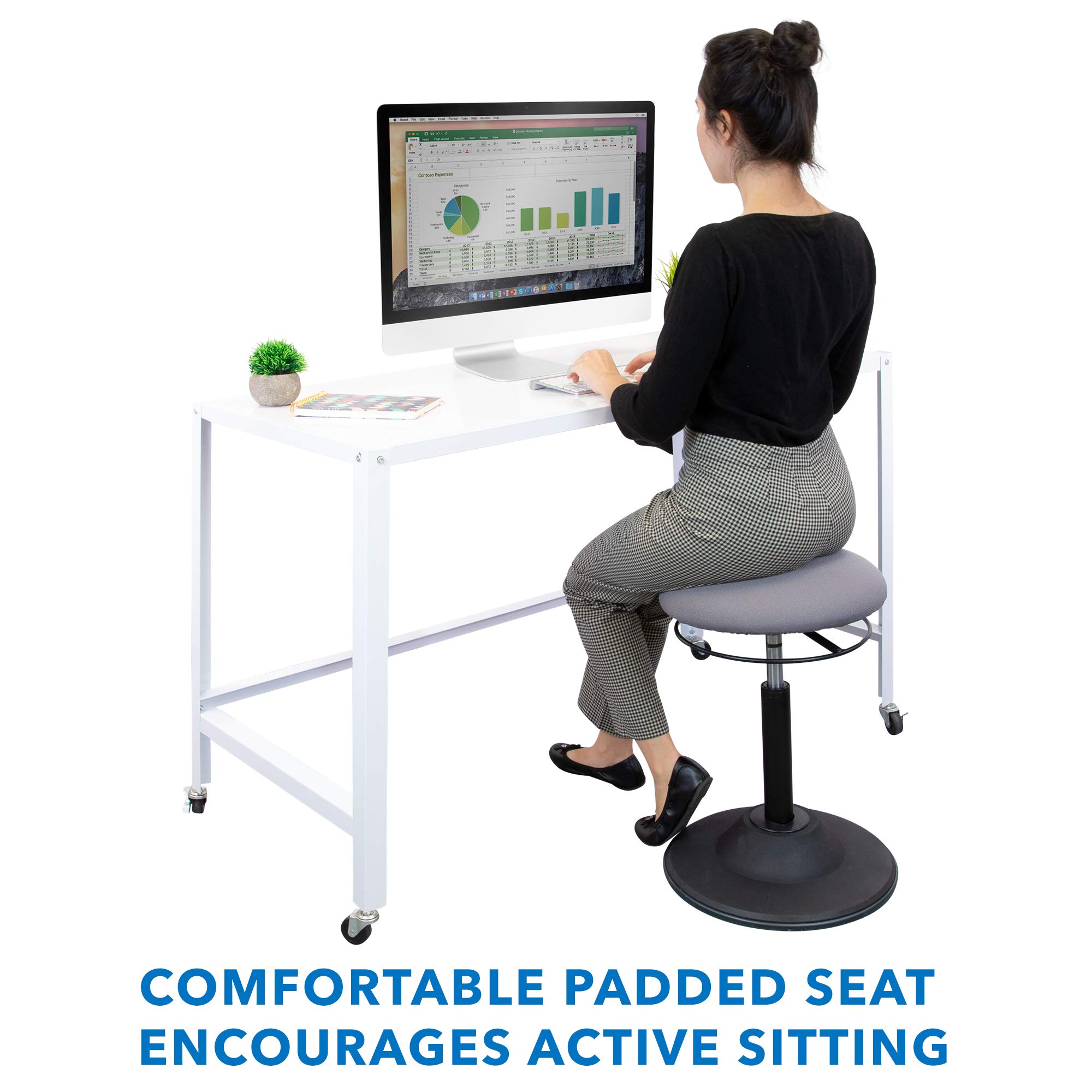 Mount-It! Standing Desk Stool | Ergonomic Sit Stand Desk Chair for Office | Active Balance 360 Degree Wobble Stool with Padded Seat, Adjustable Height & Non-Slip Rubber Base