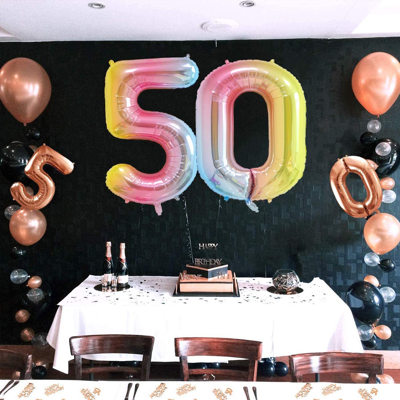 40 inch Number 10 Balloons Foil Helium - 2 PCs 10 Number Balloons for Birthday Party Decorations Mylar Rainbow Digital Jumbo Balloons for Wedding Anniversary (Rainbow, NO.10)