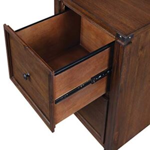 OSP Home Furnishings Baton Rouge 2 Drawer File Cabinet with Rustic Design and Metal Accents, Brushed Walnut