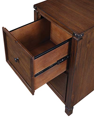 OSP Home Furnishings Baton Rouge 2 Drawer File Cabinet with Rustic Design and Metal Accents, Brushed Walnut