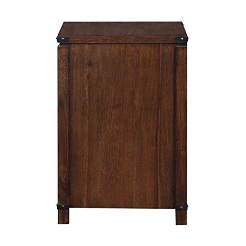 OSP Home Furnishings Baton Rouge 2 Drawer File Cabinet with Rustic Design and Metal Accents, Brushed Walnut