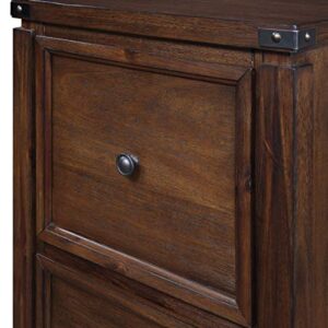 OSP Home Furnishings Baton Rouge 2 Drawer File Cabinet with Rustic Design and Metal Accents, Brushed Walnut