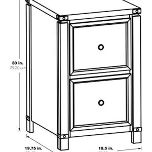 OSP Home Furnishings Baton Rouge 2 Drawer File Cabinet with Rustic Design and Metal Accents, Brushed Walnut