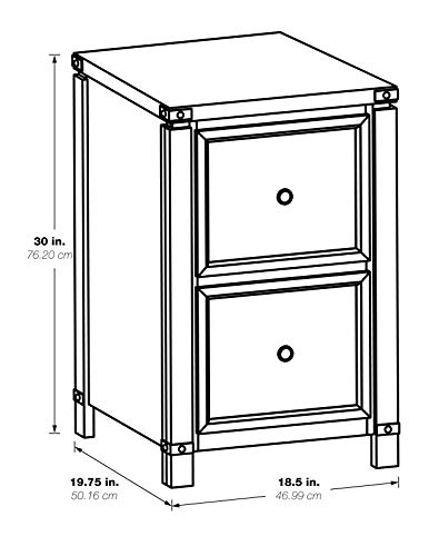 OSP Home Furnishings Baton Rouge 2 Drawer File Cabinet with Rustic Design and Metal Accents, Brushed Walnut