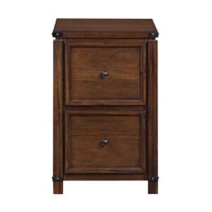 OSP Home Furnishings Baton Rouge 2 Drawer File Cabinet with Rustic Design and Metal Accents, Brushed Walnut