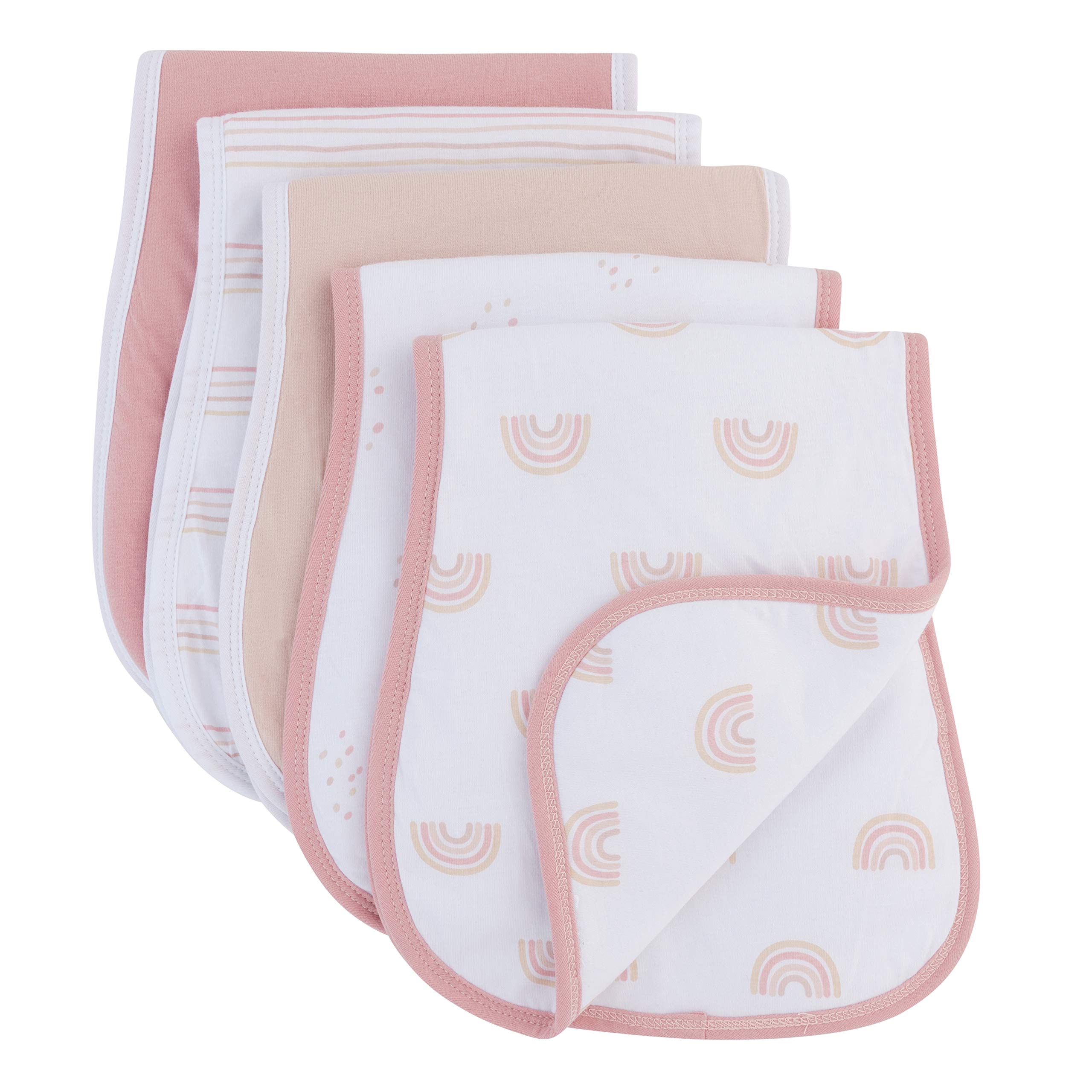 Ely's & Co. Baby Burp Cloths - 5pc Hourglass Shape with Extra Absorbent - Baby Bibs & Burp Cloths Baby Girl and Baby Boy, Newborn Essentials (Pink Rainbow Combo)