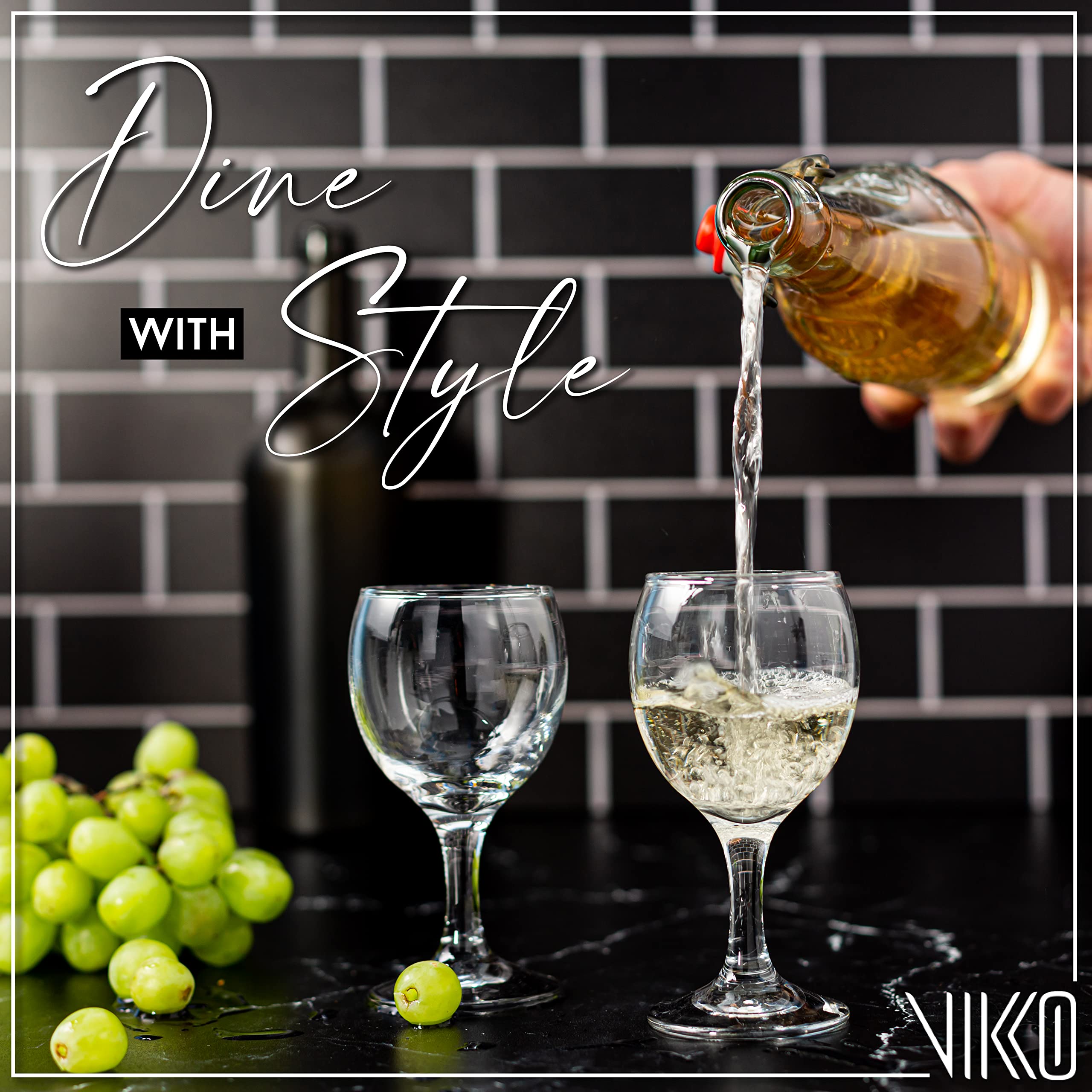 Vikko 5.5 Ounce Wine Glasses, Set of 12 Beautifully Shaped Wine Glass, Thick and Durable Construction, For Parties, Entertaining, and Everyday Use, Dishwasher Safe