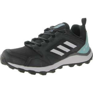 adidas originals women's terrex agravic tr trail running shoe, black/crystal white/acid mint, 11