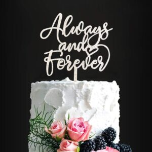 Always and Forever Wedding Cake Topper, Silver Glitter After All This Time Always Wedding Cake Topper