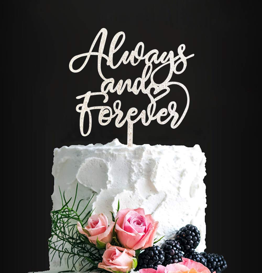 Always and Forever Wedding Cake Topper, Silver Glitter After All This Time Always Wedding Cake Topper