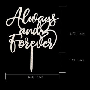 Always and Forever Wedding Cake Topper, Silver Glitter After All This Time Always Wedding Cake Topper