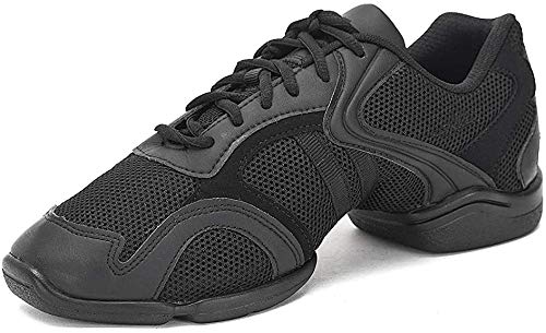 Skazz by Sansha Womens Dance Studio Exercise Sneakers Mesh Man-Made Rubber Split-Sole Majestic, Black , 9.5