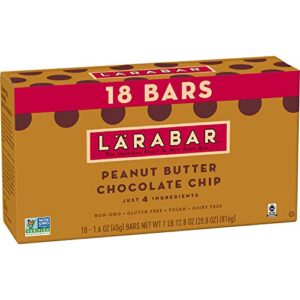 larabar peanut butter chocolate chip, gluten free fruit & nut bar, 18 ct