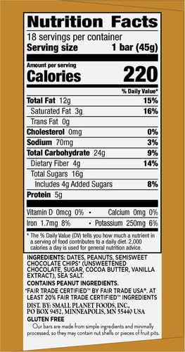 Larabar Peanut Butter Chocolate Chip, Gluten Free Fruit & Nut Bar, 18 Ct