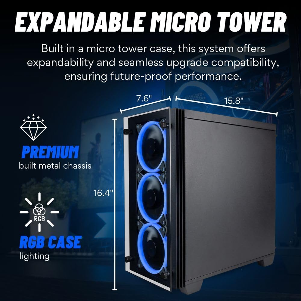 Empowered PC Stratos Micro Gaming Desktop - NVIDIA GeForce RTX 3070, AMD Ryzen 7 5700X, 32GB DDR4 RAM, 512GB NVMe SSD + 2TB HDD, WiFi, Windows 11 Home - Gamer Computer