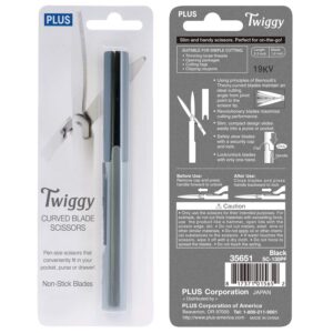 Plus Pen Style Non Stick Compact TSA Twiggy Scissors with Cover Charcoal