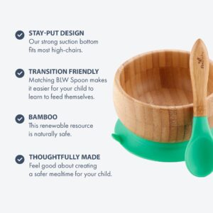 Avanchy Bamboo Baby Plate, Bowl & Spoons Set - Baby Cutlery - Bamboo Kids Bowl - BPA Free Bowl - Bamboo Kids Utensils - Bamboo Kids Bowl (Green Essentials)