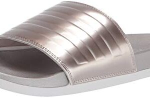 adidas Women's Adilette Comfort Slides Sandal, Champagne Metallic/Champagne Metallic/Crystal White, 11