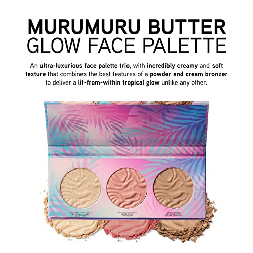 Physicians Formula Murumuru Butter Bronzer Face Powder Makeup Set, Includes Nourishing Butter Bronzer, Highlighter, Blush, Dermatologist Tested, Vegan & Cruelty-Free - Glow Face Palette