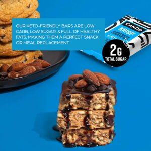 CanDo Krisp - Keto Snack & Keto Bar (12 Pack, Almond Butter Chocolate Chip) - Low-Carb Snack, Low-Sugar High Protein Bar - Gluten-Free Crispy, Perfectly Delicious Healthy Meal Replacement - Keto Krisp