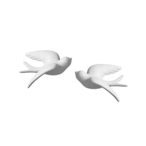 insiswiner ceramic flying birds decor 3d wall hanging white birds home decor 2pcs