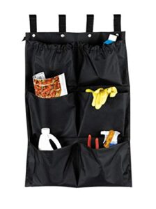 pocketed housekeeping cart organizer, black (6 pocket black)