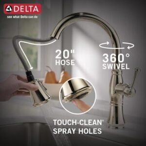 Delta Faucet Cassidy Pull Down Kitchen Faucet, Kitchen Faucets with Pull Down Sprayer, Kitchen Sink Faucet, Faucet for Kitchen Sink, Magnetic Docking, Lumicoat Polished Nickel 9197-PN-PR-DST