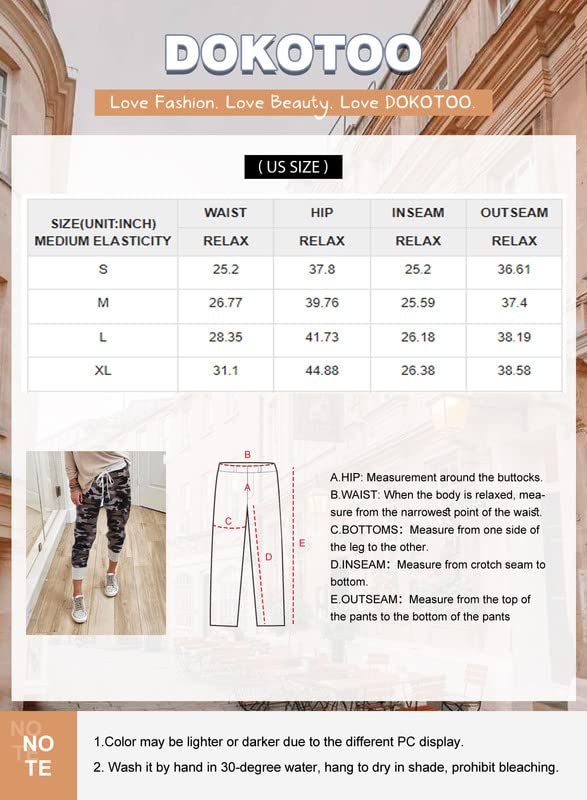 Dokotoo Womens Fashion Casual Summer Front Roomy Pockets Army Drawstring Elastic Waist Cotton Comfy Jogging Pants Jogger Pants Sweatpants S