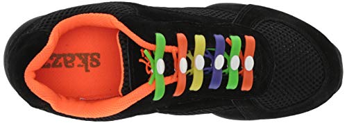 Skazz by Sansha Women's Dance Studio Exercise Sneakers Mesh Suede Rubber Split-Sole Haley, Black/Orange,7.5