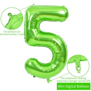 TONIFUL 40 Inch Large Green Numbers Balloons 0-9, Number 5 Digit 5 Helium Balloons, Foil Mylar Big Number Balloons for Birthday Party Anniversary Supplies Decorations