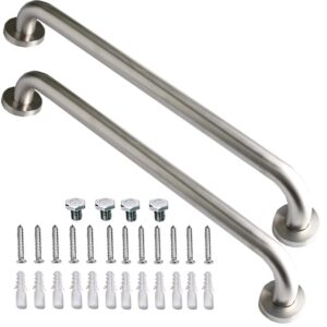 2 pack 24 inch shower grab bar, zuext satin brushed nickel stainless steel bathroom grab bar, shower balance bar,safety hand rail support,handicap elderly senior assist bath handle(1.25" diameter)