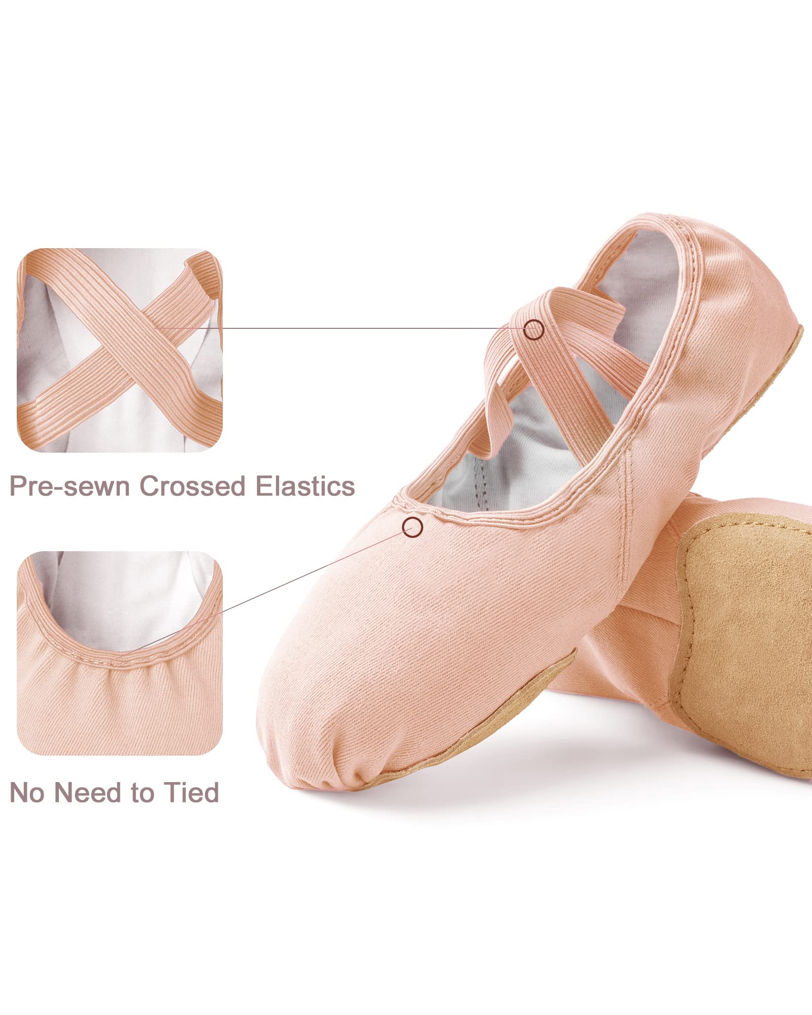 Stelle Ballet Shoes for Women Pink Adult Ballet Slippers Highly Stretch Canvas Dance Yoga Shoes Zapatillas de Ballet(Ballet Pink,8MW)