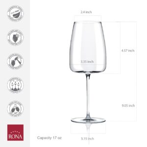 RONA Lord 51 Wine Glass | 17 oz. | Set of 6 | Lord Collection | Party Set & White Wine Glasses | Crystalline Glass | Ideal for Home, Restaurant, Party, Wedding, Wine | Made in Europe |