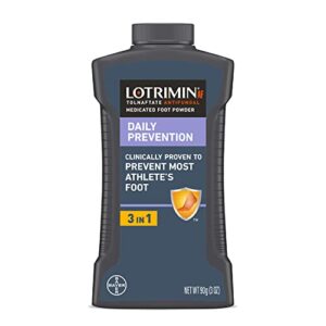 lotrimin athlete's foot daily prevention medicated foot powder bottle, 3 ounce