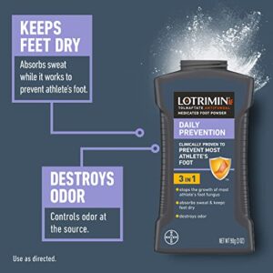 Lotrimin Athlete's Foot Daily Prevention Medicated Foot Powder Bottle, 3 Ounce