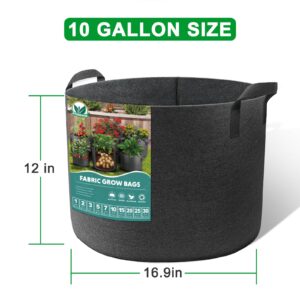 HYDGOOHO Plant Grow Bags 10 Gallons-5 Pack Multi-Purpose Nonwoven Fabric Pots with Durable Handles,Outdoor Garden Plant Pots for Vegetables Fruits Flowers Herb Succulent Bonsai Plants (Black)