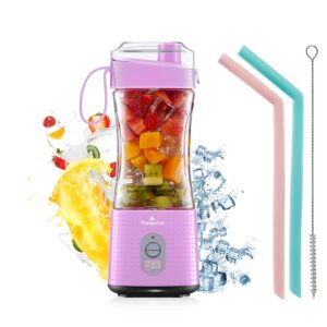 portable blender personal usb rechargeable juice cup for smoothie and protein shakes mini handheld fruit mixer 13oz bottle for travel gym home office sports outdoors chic pink