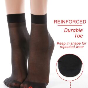 G&Y 12 Pairs Ankle Nylon Socks for Women - 20D Sheer Pantyhose Socks (6 Black & 6 Nude)