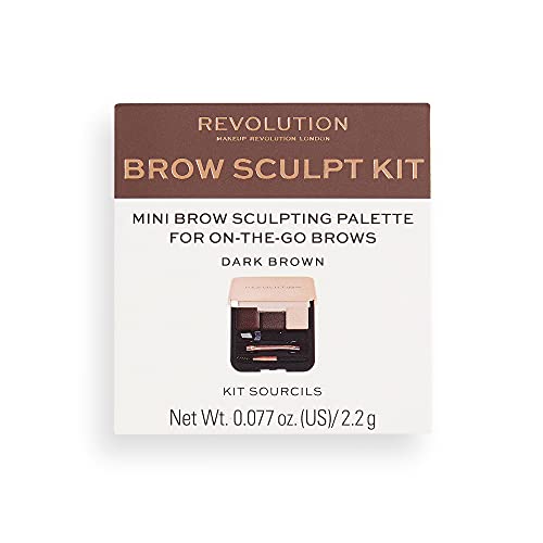 Makeup Revolution Eyebrow Kit, Brow Palette For Sculpting The Perfect Brows, Vegan & Cruelty-Free, Dark, 0.077oz/2.2g