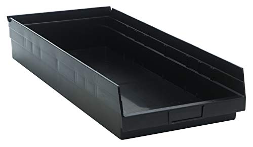 QUANTUM STORAGE SYSTEMS K-QSB116BK-3 3-Pack Plastic Shelf Bin Storage Containers, 23-5/8" x 11-1/8" x 4", Black