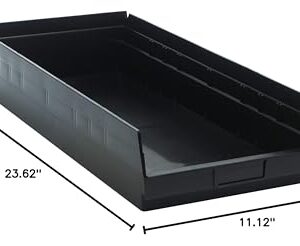 QUANTUM STORAGE SYSTEMS K-QSB116BK-3 3-Pack Plastic Shelf Bin Storage Containers, 23-5/8" x 11-1/8" x 4", Black