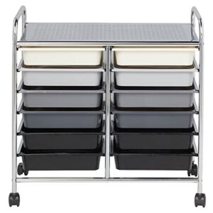 ECR4Kids 12-Drawer Mobile Organizer, Storage Cart, Grey Ombre