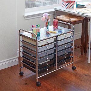 ECR4Kids 12-Drawer Mobile Organizer, Storage Cart, Grey Ombre