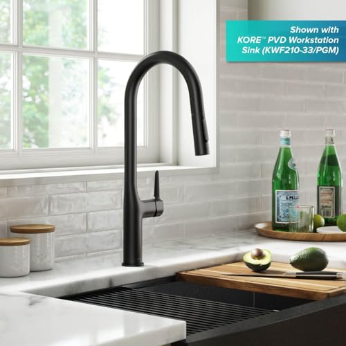 Kraus KPF-3101MB Oletto Modern Pull-Down Single Handle Kitchen Faucet, 19.5 inch, Matte Black