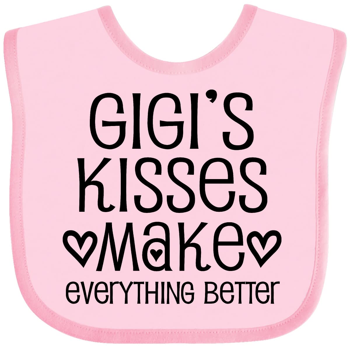 inktastic Gigi Kisses Make Everything Better Baby Bib Pink 38e46