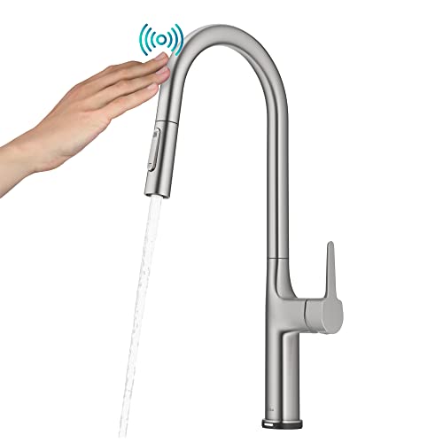 KRAUS Oletto Tall Modern Single-Handle Touch Kitchen Sink Faucet with Pull Down Sprayer in Spot Free Stainless Steel, KTF-3101SFS