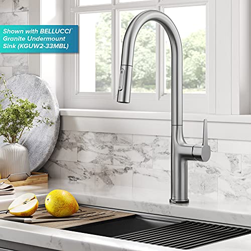 KRAUS Oletto Tall Modern Single-Handle Touch Kitchen Sink Faucet with Pull Down Sprayer in Spot Free Stainless Steel, KTF-3101SFS